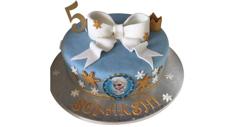 Eggless Frozen Elsa Theme 5th Birthday Cake for Kids